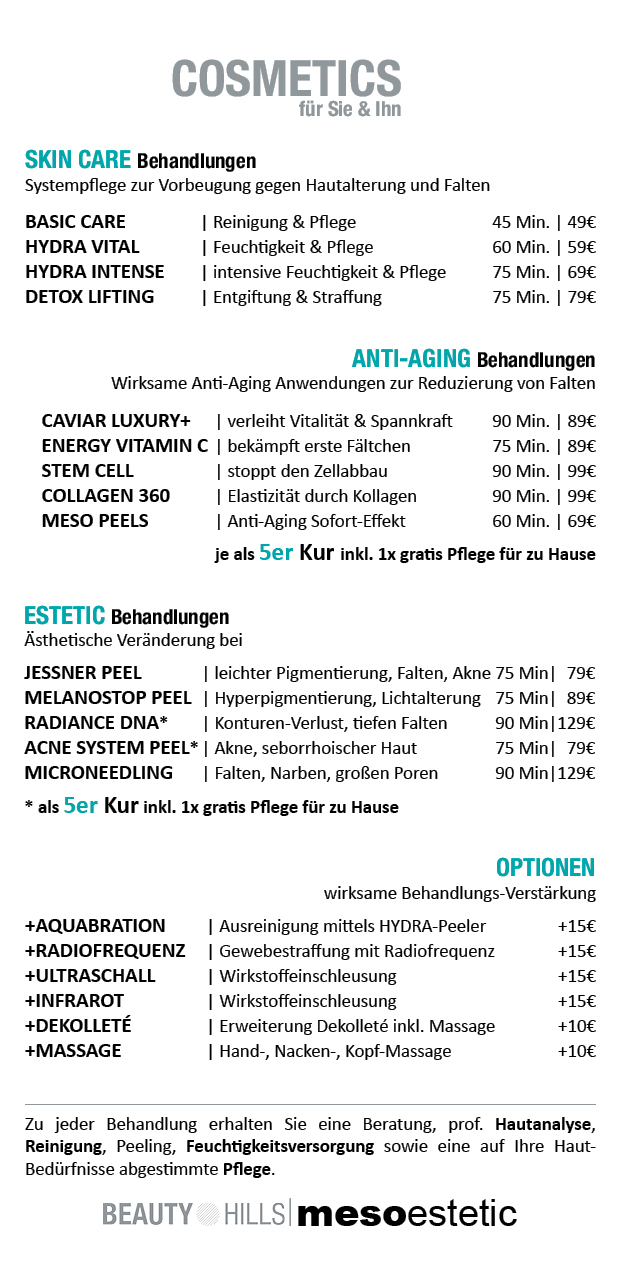 Preise | G-Beauty Cosmetics | Kosmetikstudio Dortmund